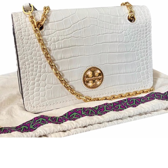 Tory Burch | Bags | Tory Burch Carson Croc Embossed Convertible White ...